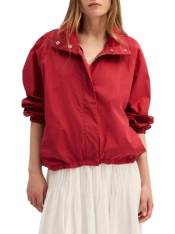 Madewell Funnel Neck Windbreaker Jacket - Barn Red