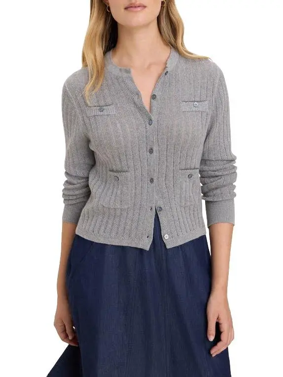 NZ BY NIC AND ZOE Cotton Pointelle Cardigan - Grey Heather