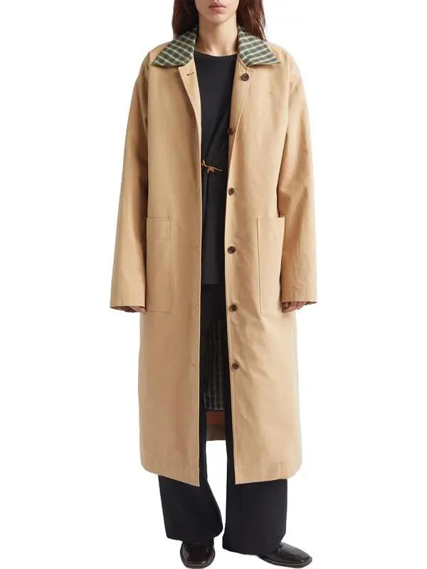 EENK Reversible Contrast Panel Cotton Coat - Beige