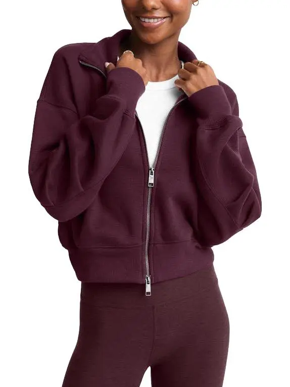 Beyond Yoga Luxe Fleece Double Zip Jacket - Cabernet