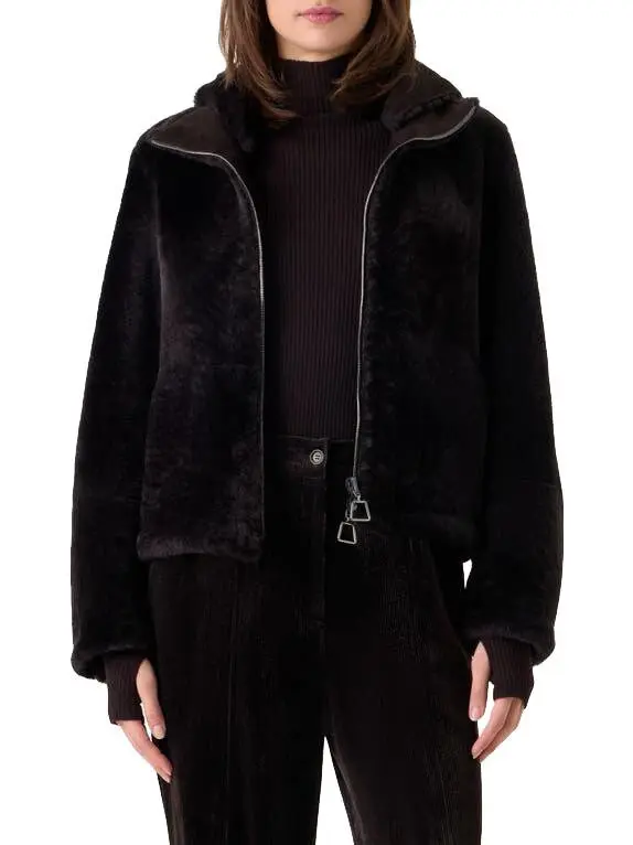 Akris Reversible Shearling & Leather Jacket - Coffee