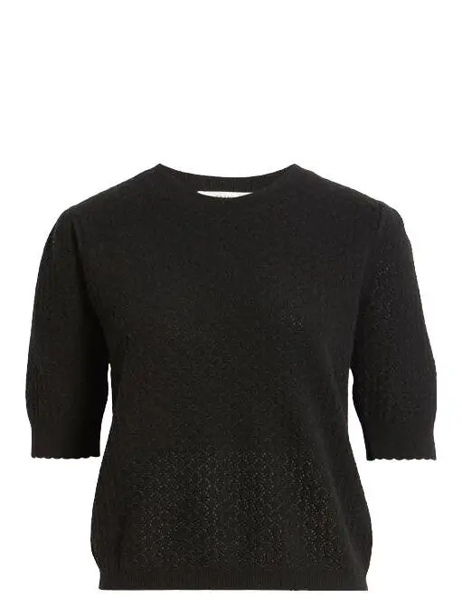 FRAME Gathered Honeycomb Cashmere Sweater - Black