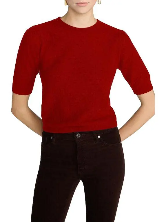 FRAME Gathered Honeycomb Cashmere Sweater - Paprika