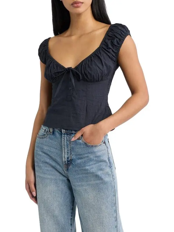BDG URBAN OUTFITTERS Hallie Peasant Blouse - Black