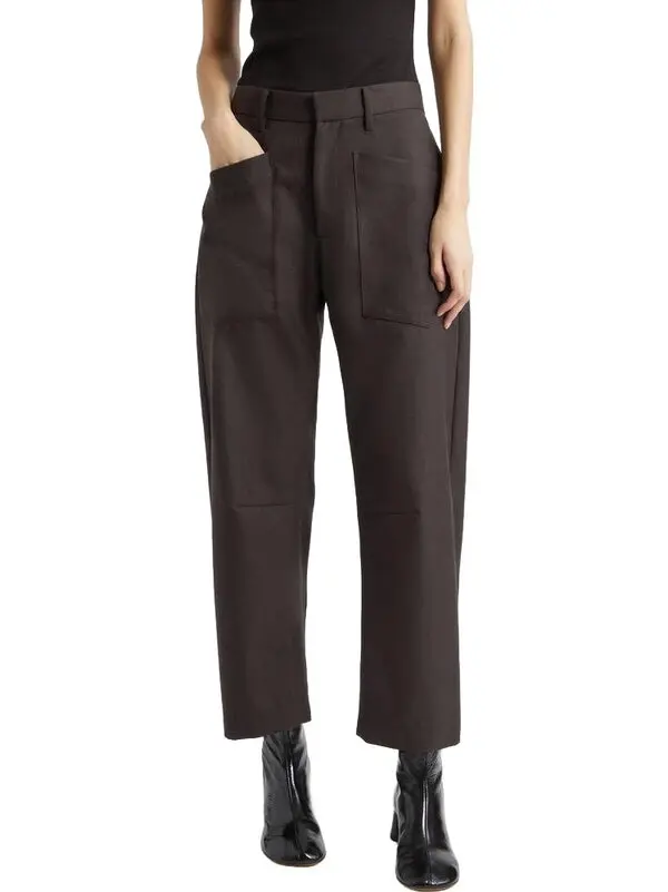 NILI LOTAN Shon Virgin Wool Ankle Pants - Brown Herringbone