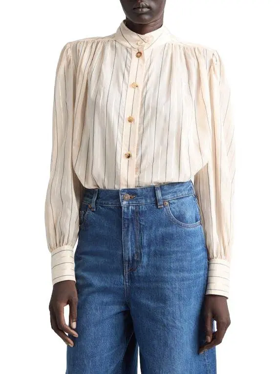 Chloé Striped Cotton And Silk Blend Poplin Button-up Shirt - Pink/black