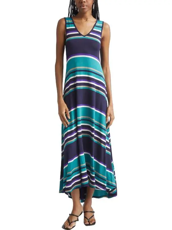 Ramy Brook Sleeveless High-low Striped Maxi Dress - Jade Stripe Combo