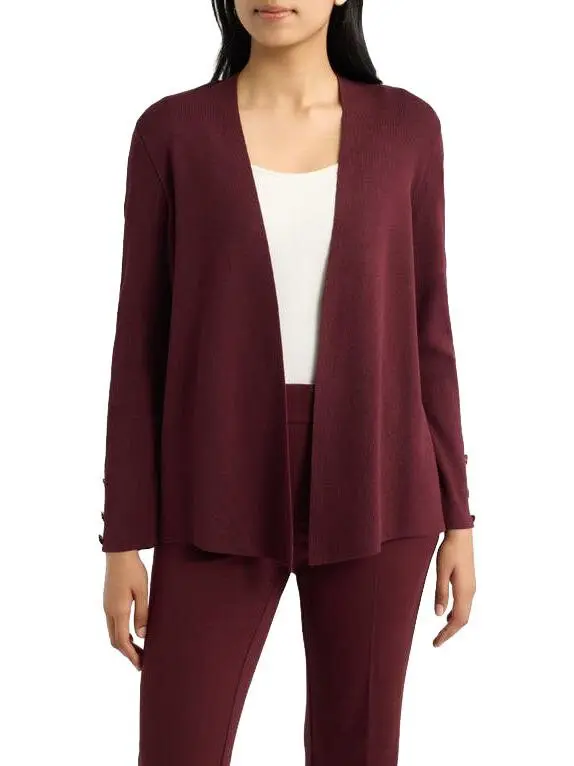 Anne Klein Side Slit Fine-gauge Cardigan - Barolo