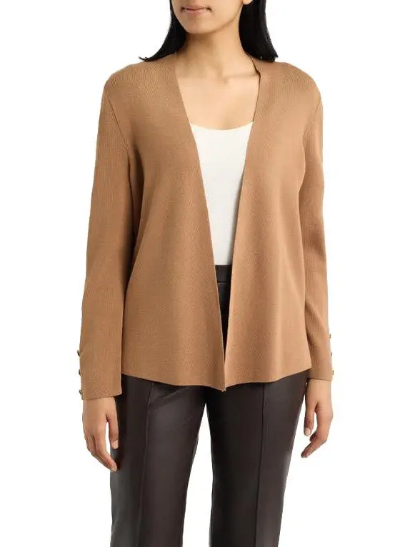 Anne Klein Side Slit Fine-gauge Cardigan - Vicuna