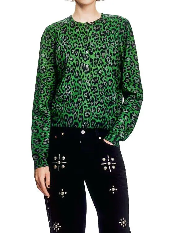 Anna Sui Jaguar Printed Knit Cardigan - Jade Multi