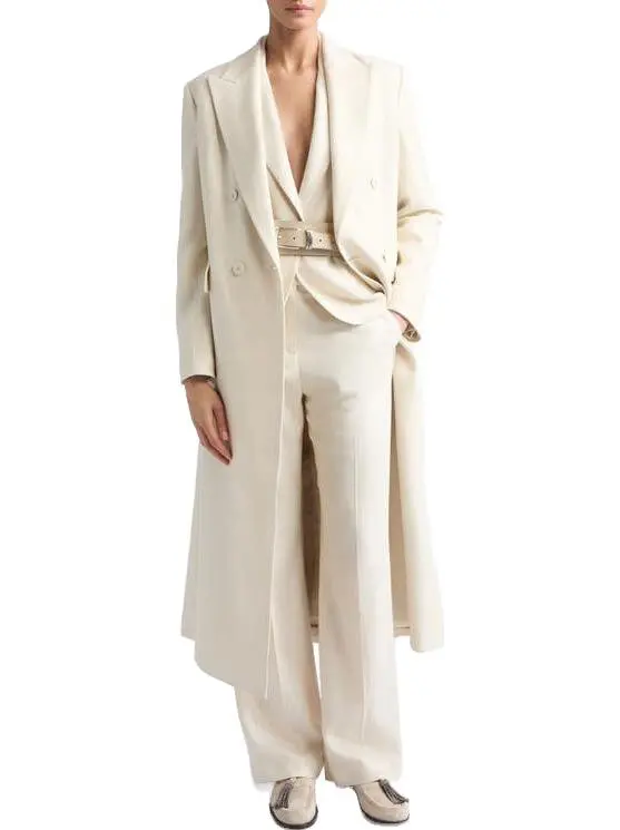 Eleventy Herringbone Wool Blend Duster Jacket - 00 Ivory