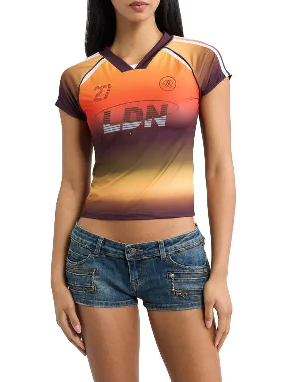 JADED LONDON Ombré Football Graphic Baby Tee - Multi