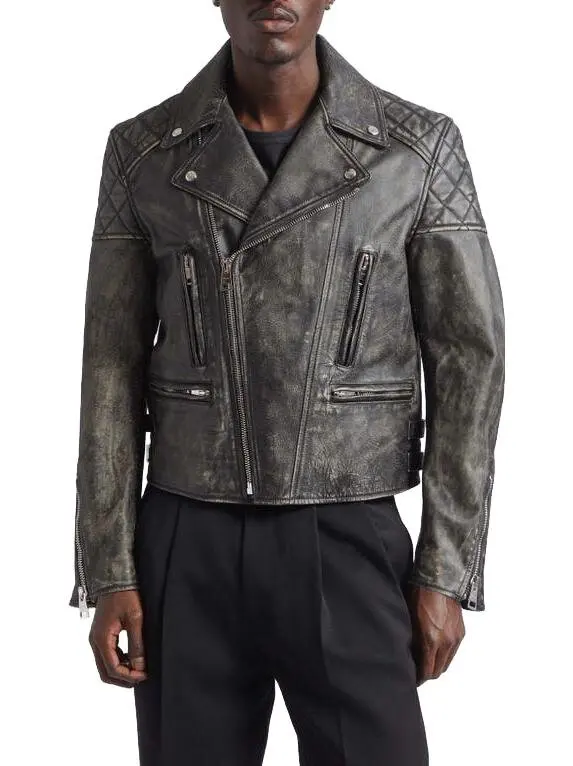 Givenchy Sunflower Back Leather Biker Jacket - Faded Black
