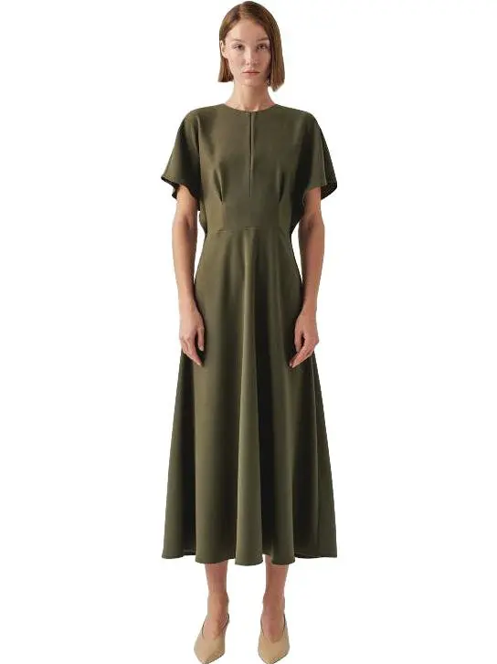 EXQUISE Elodie Midi Dress - Khaki