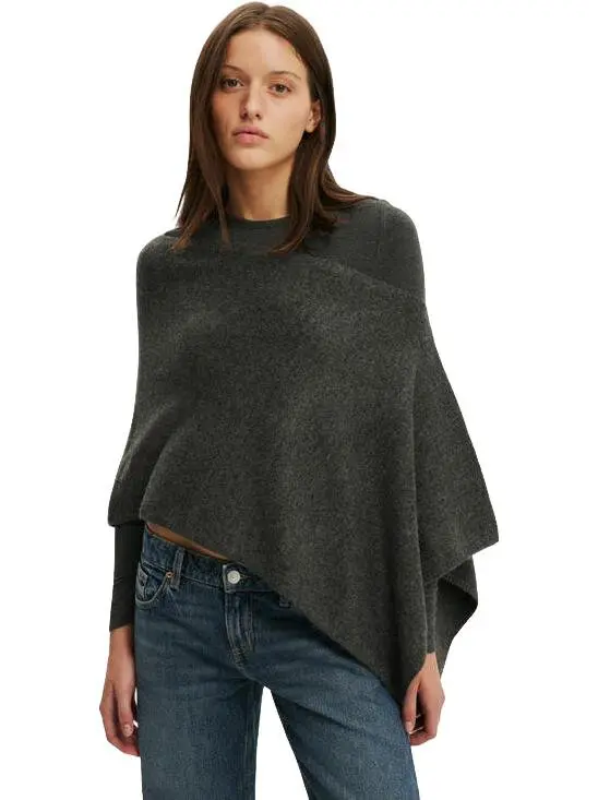 COTTON ON Softest Luxe Off Shoulder Poncho - Charcoal Marle