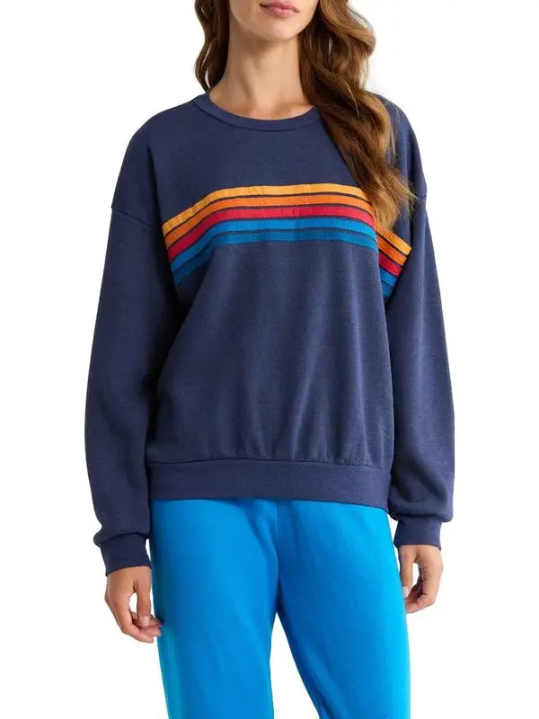 Aviator Nation 5-stripe" Crewneck Sweatshirt - Navy
