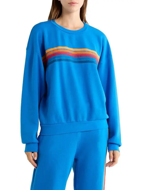 Aviator Nation 5-stripe" Crewneck Sweatshirt - Ocean