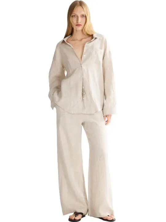 OROLAY Oversized Linen Shirt - Beige