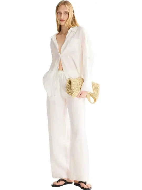 OROLAY Oversized Linen Shirt - White