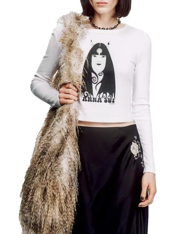 Anna Sui Graphic Long Sleeve T-shirt - White