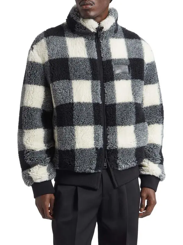 Givenchy Buffalo Check Fleece Zip Jacket - Black/white