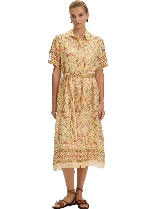 EXQUISE Abbey Short Sleeve Printed Midi Dress - Multi Color