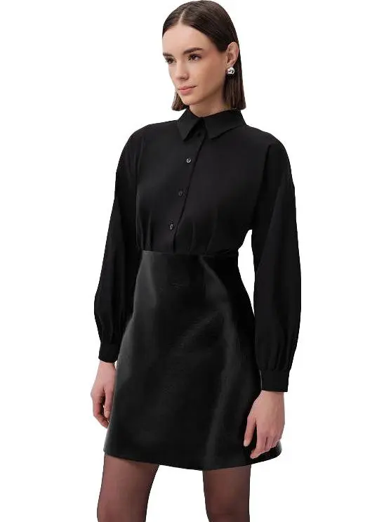 EXQUISE Fiori Mini Shirt Dress - Black