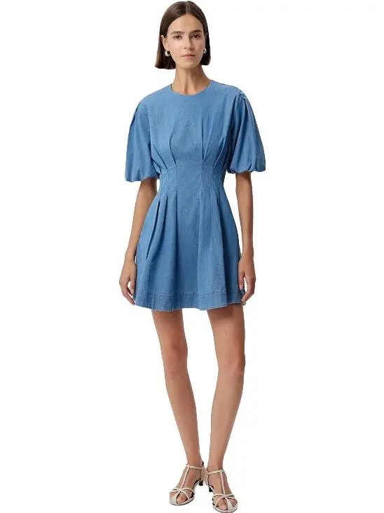EXQUISE Briella Crew Neck Fitted Mini Dress - Blue
