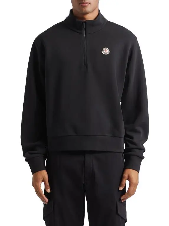 Moncler Quarter Zip Cotton Pullover - Black