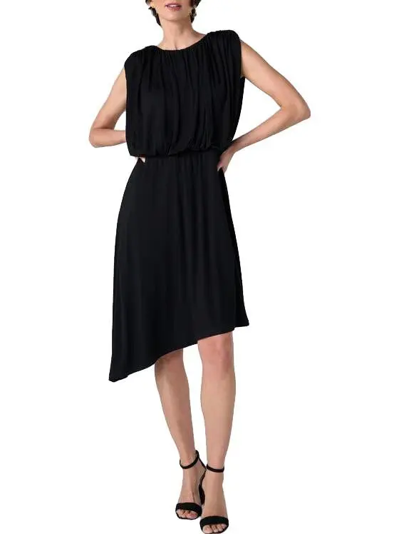 LIVERPOOL Sleeveless Knit Dress With Asymmetrical Hem - Black