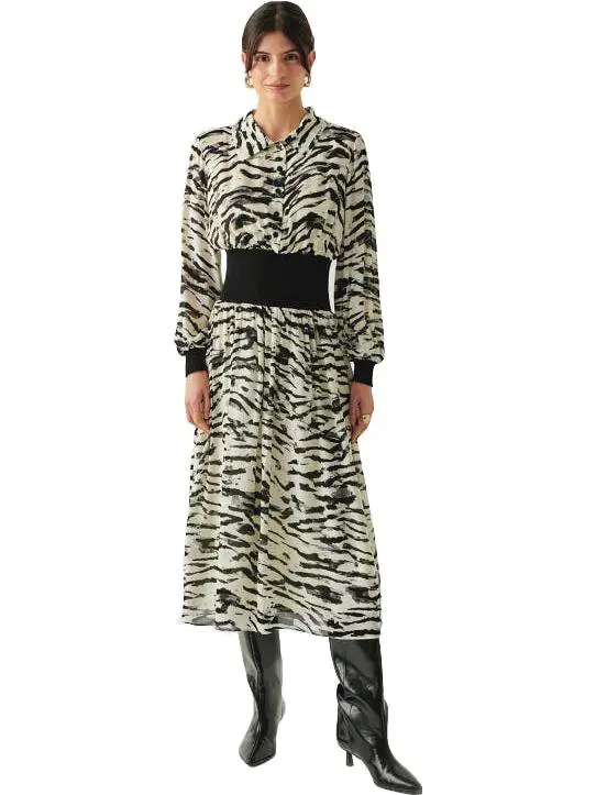 EXQUISE Paulina Midi Dress - Black-bone