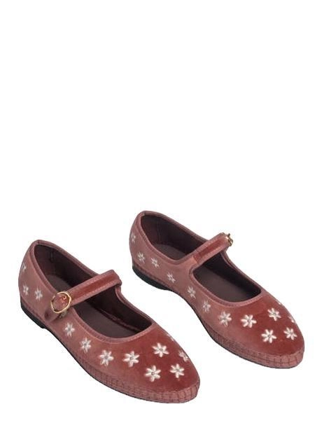 FLABELUS X Roller Rabbit Embroidered Mary Jane Flats - Pink