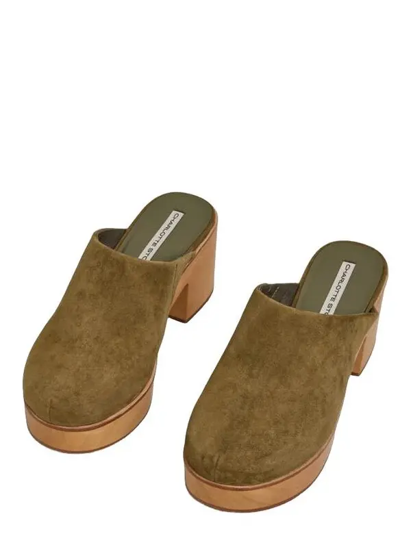 Charlotte Stone Curran Platform Clogs - Olive
