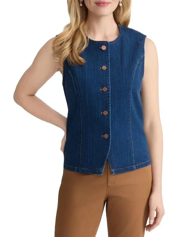Jones New York Seam Denim Vest - Phoenix Wash