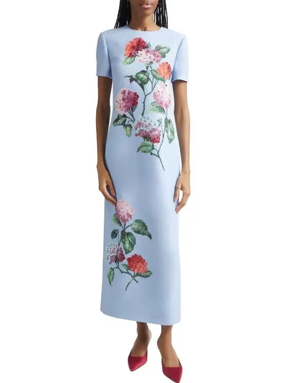 Carolina Herrera Striped Sleeveless Midi Dress - Cloudy Blue Multi