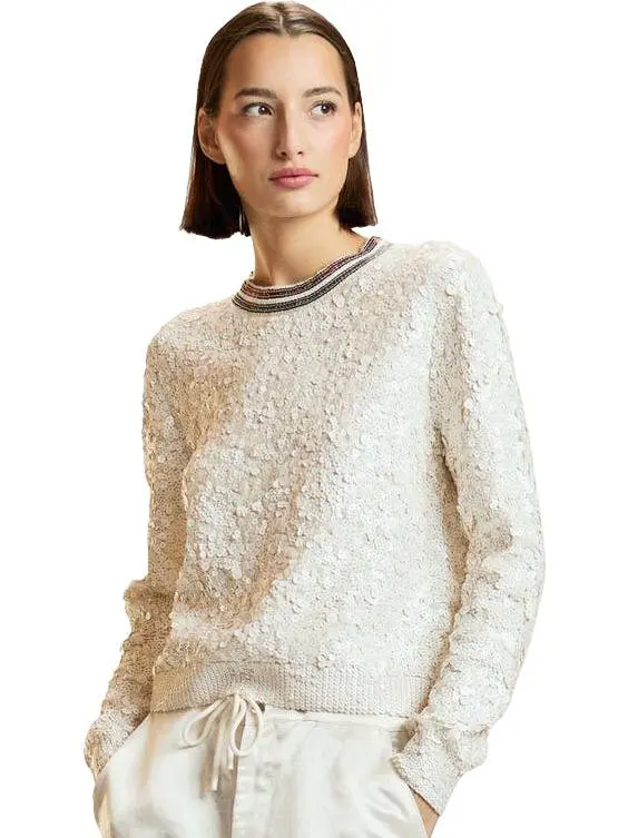 Cynthia Rowley Sequin Embellished Crewneck Pullover - White