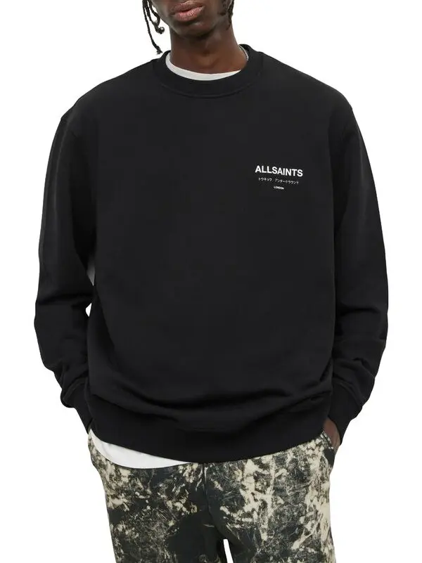 ALLSAINTS Underground Logo Organic Cotton Sweatshirt - Jet Black