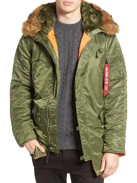 Alpha Industries N-3b Slim Fit Parka - Sage/orange