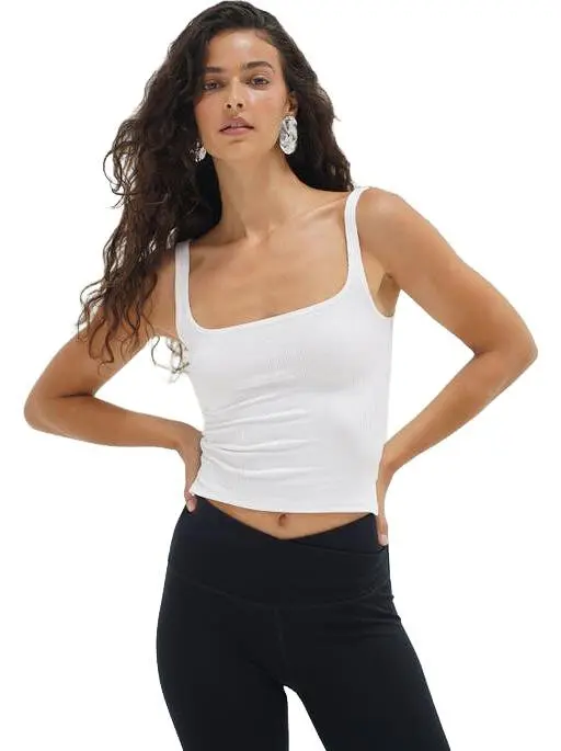 Lna Ribbed Scoop Neck Tank - White
