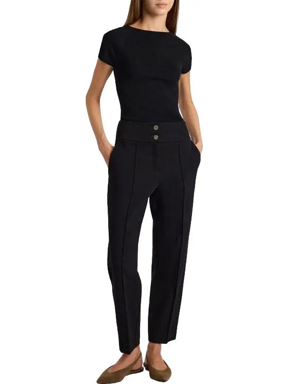 Santorelli Tania Slim Pant In Stretch Punto Milano - Onyx