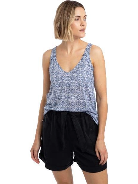 WEIRD FISH Aliana Printed Burnout Vest - Faded Blue