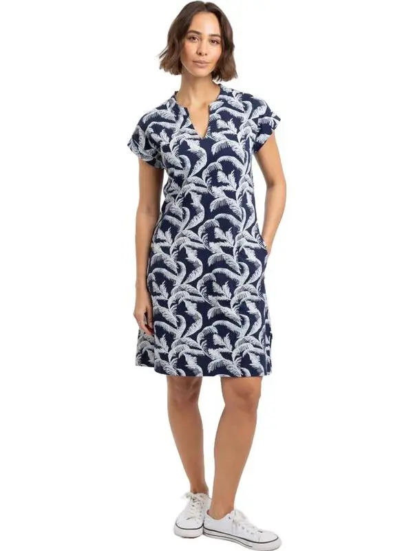 WEIRD FISH Printed V-neck Jersey Dress - Ink