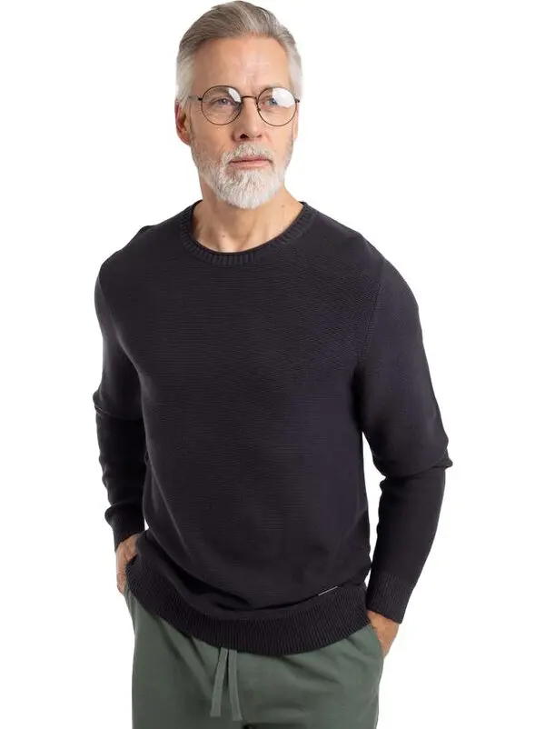 WEIRD FISH Rhett Crew Neck Knitted Jumper - Dark Navy