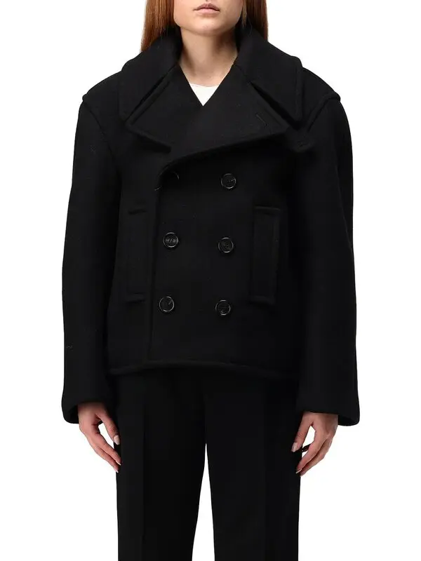 Saint Laurent Double-breasted Virgin Wool Coat - Black