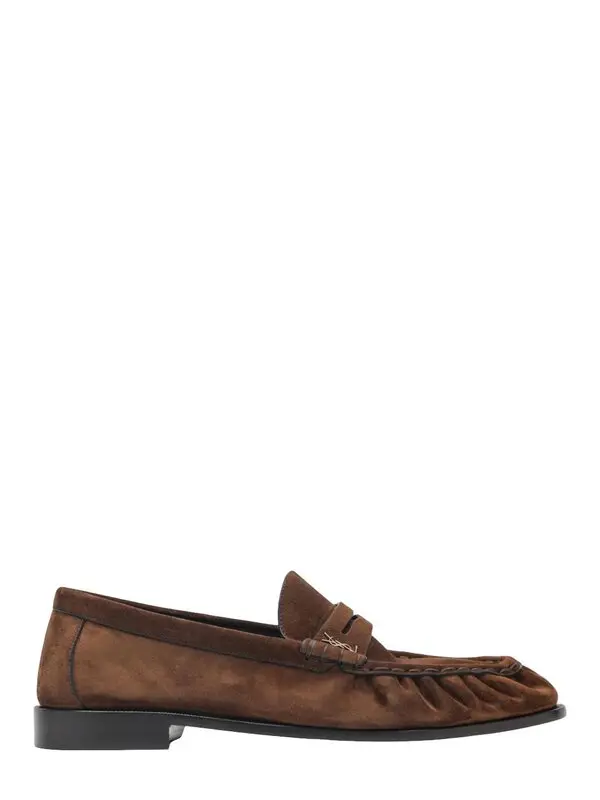 Saint Laurent Loafers With Ruffle Detailing - Brown