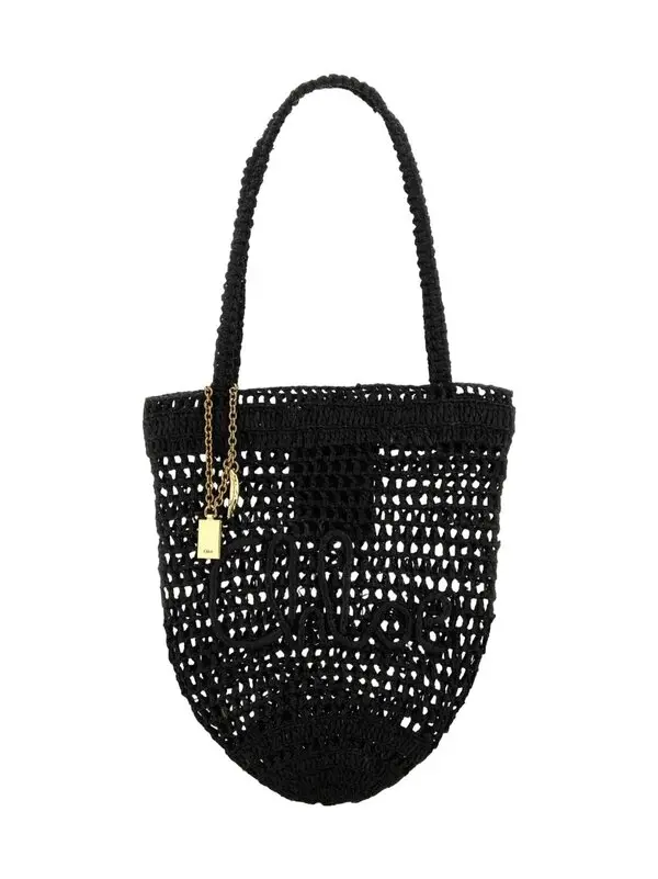 Chloé Black Raffia Crochet Bag - Multicolor