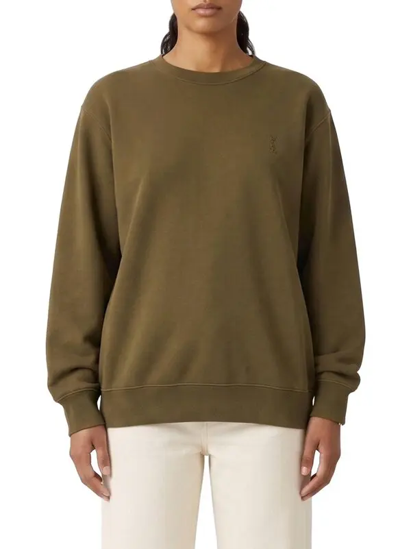 Saint Laurent Sweatshirt With Monogram - Green