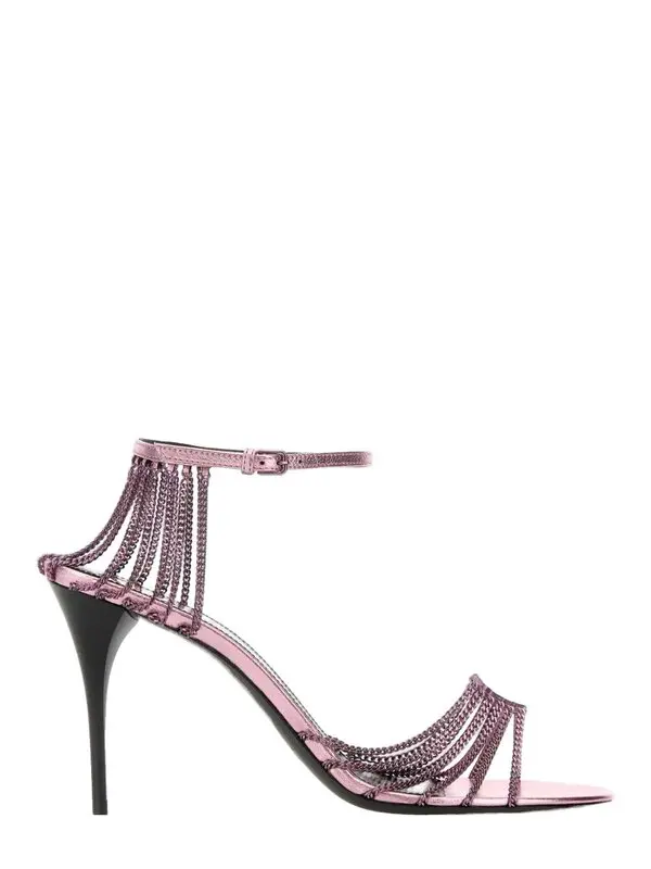 Saint Laurent Chain Detail Heeled Sandals - Gray