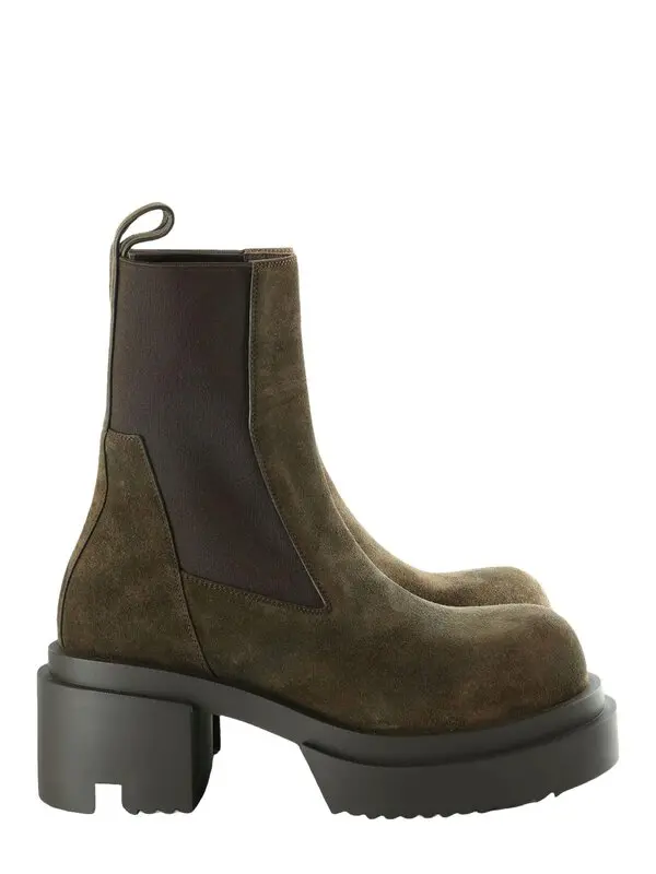 Rick Owens Suede Leather Platform Block Heel Boots - Multicolor