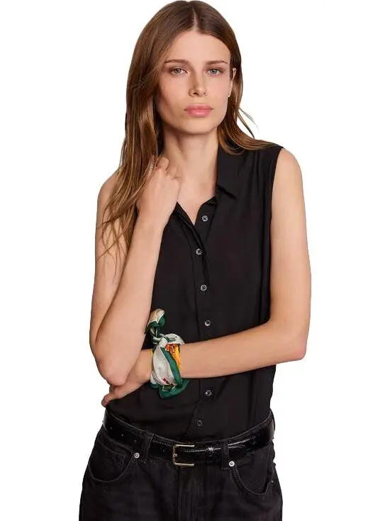 The Shirt By Rochelle Behrens Signature Sleeveless Shirt - Black